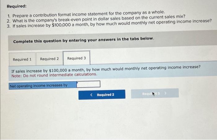 Solved 1. Prepare a contribution format income statement for | Chegg.com