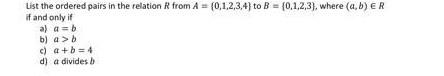 Solved List the ordered pairs in the relation R from | Chegg.com
