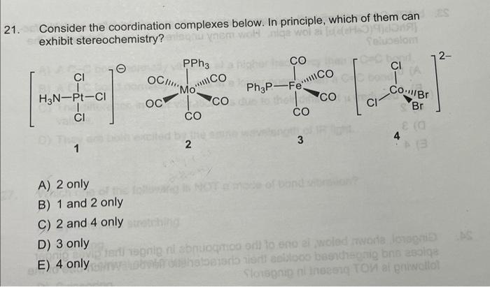 Solved Consider the coordination complexes below. Which of | Chegg.com