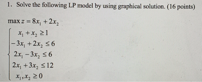 Solved 1. Solve the following LP model by using graphical | Chegg.com