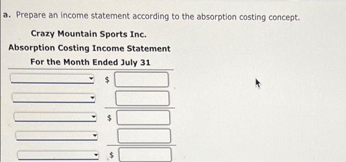 Solved come Statements under Absorption Costing and Variable | Chegg.com