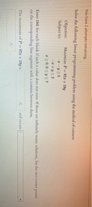 Solved You have 2 attempts remaining. Solve the following | Chegg.com