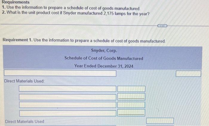 Solved Requirements 1. Use the information to prepare a | Chegg.com
