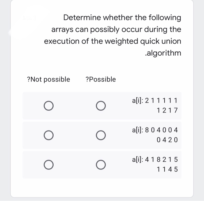 Solved Determine whether the following arrays can possibly | Chegg.com