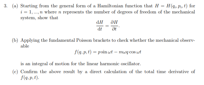 Solved (a) ﻿Starting from the general form of a Hamiltonian | Chegg.com