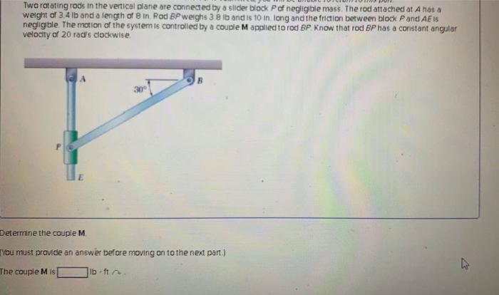Solved Two rotating rods in the vertical plane are connected | Chegg.com