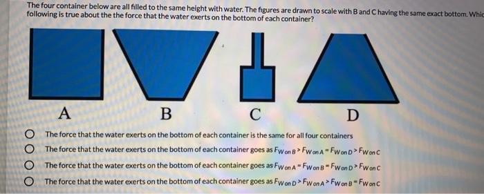 Solved The four container below are all filled to the same | Chegg.com