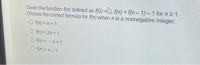 Solved Given the function f(n) defined as | Chegg.com