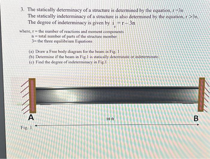 Solved 3. The statically determinacy of a structure is | Chegg.com