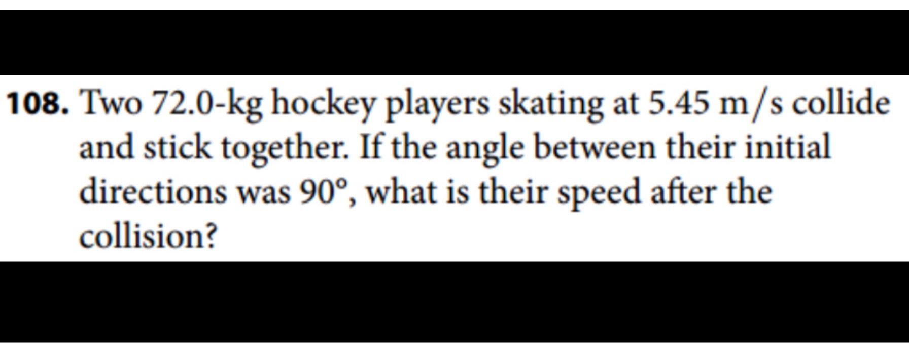 Solved Two 72.0-kg ﻿hockey players skating at 5.45ms | Chegg.com