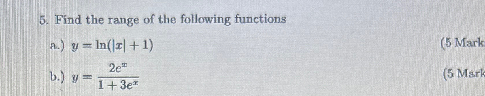 Solved Find the range of the following | Chegg.com