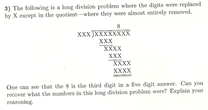 Solved The following is a long division problem where the | Chegg.com