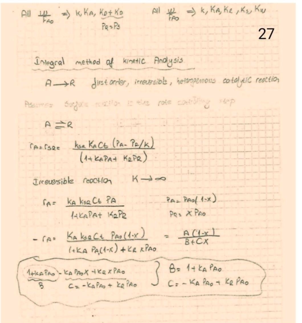 Solved 27 Integral method of kinetic Andysis A→R firstanter, | Chegg.com