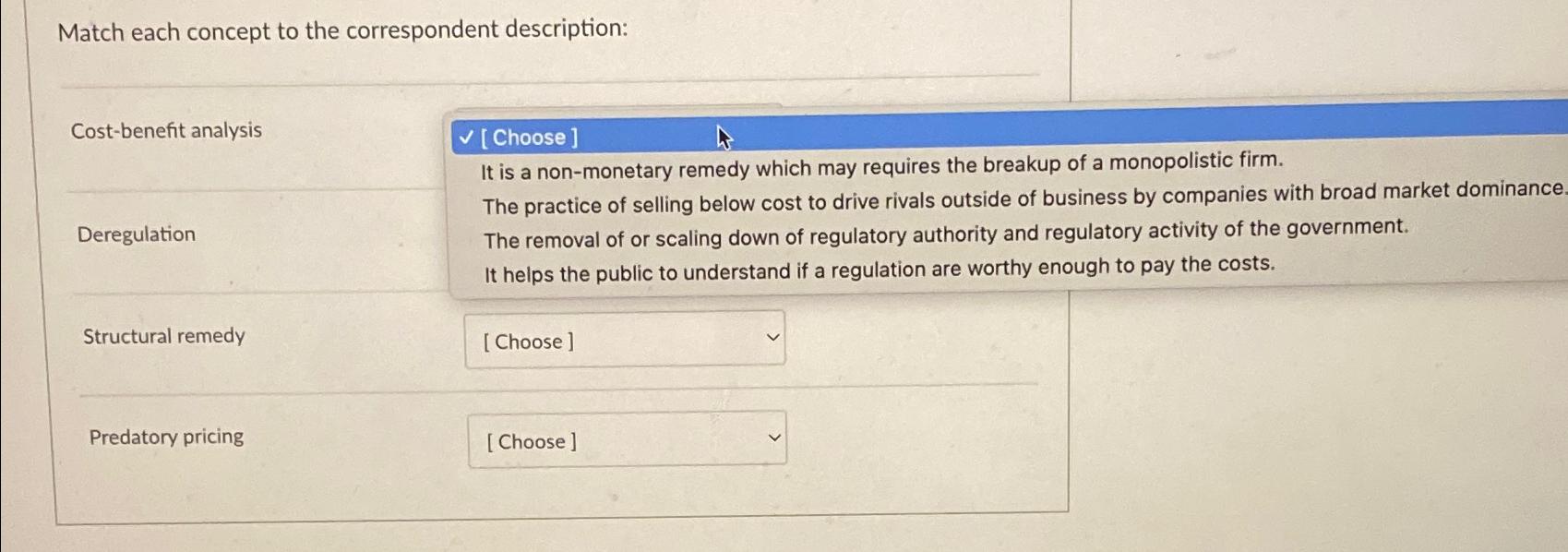 Solved Match each concept to the correspondent | Chegg.com