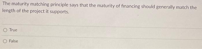 Solved The maturity matching principle says that the | Chegg.com