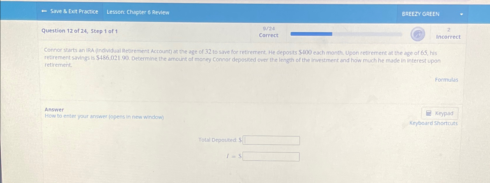 Solved Save & Exit PracticeLesson: Chapter 6 ﻿ReviewBREEZY | Chegg.com