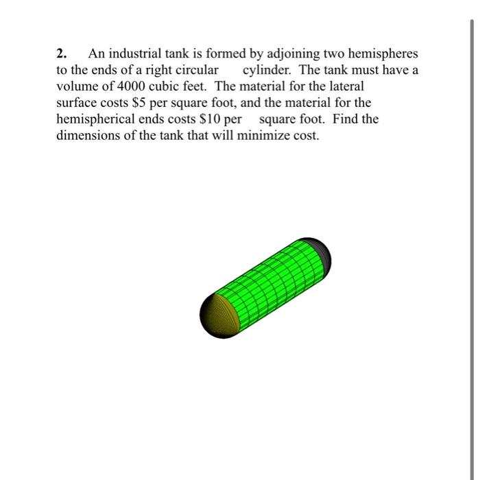 Solved 2. An industrial tank is formed by adjoining two | Chegg.com