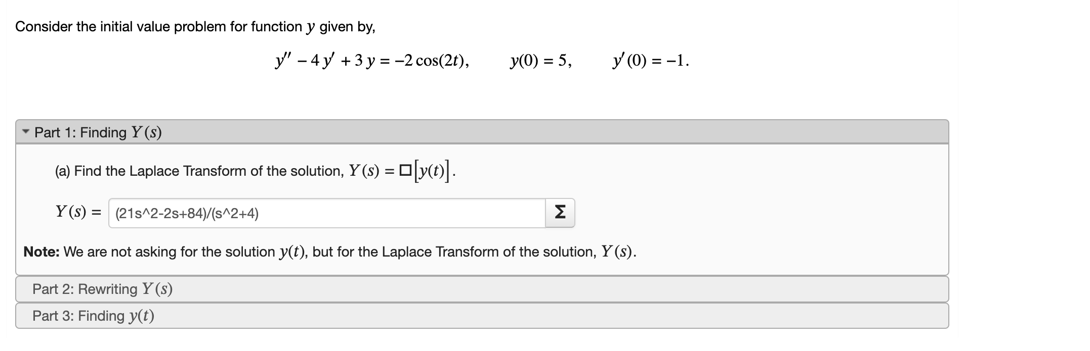 Solved Consider the initial value problem for function y | Chegg.com