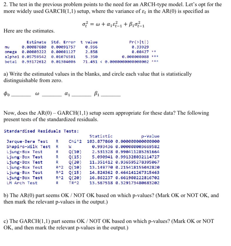 Solved Answer all parts please a) ﻿Write the estimated | Chegg.com