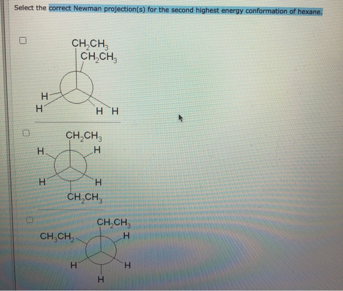 Solved Select the correct Newman projection(s) for the | Chegg.com