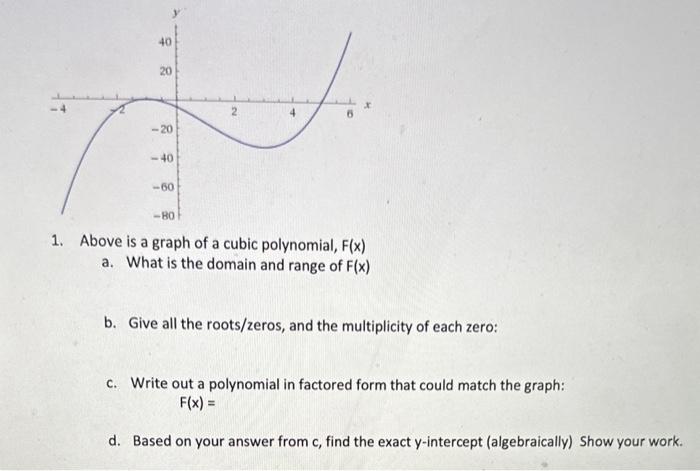 Solved Above is a graph of a cubic polynomial, F(x) a. What | Chegg.com