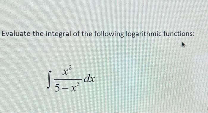 Solved Evaluate the integral of the following logarithmic | Chegg.com