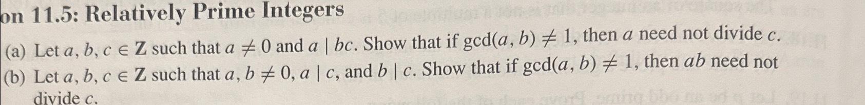 Solved 11.5: Relatively Prime Integers(a) ﻿Let a,b,cinZ such | Chegg.com