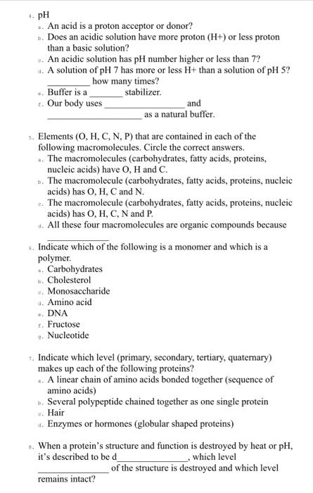 Solved 4. pH 2. An acid is a proton acceptor or donor? b. | Chegg.com
