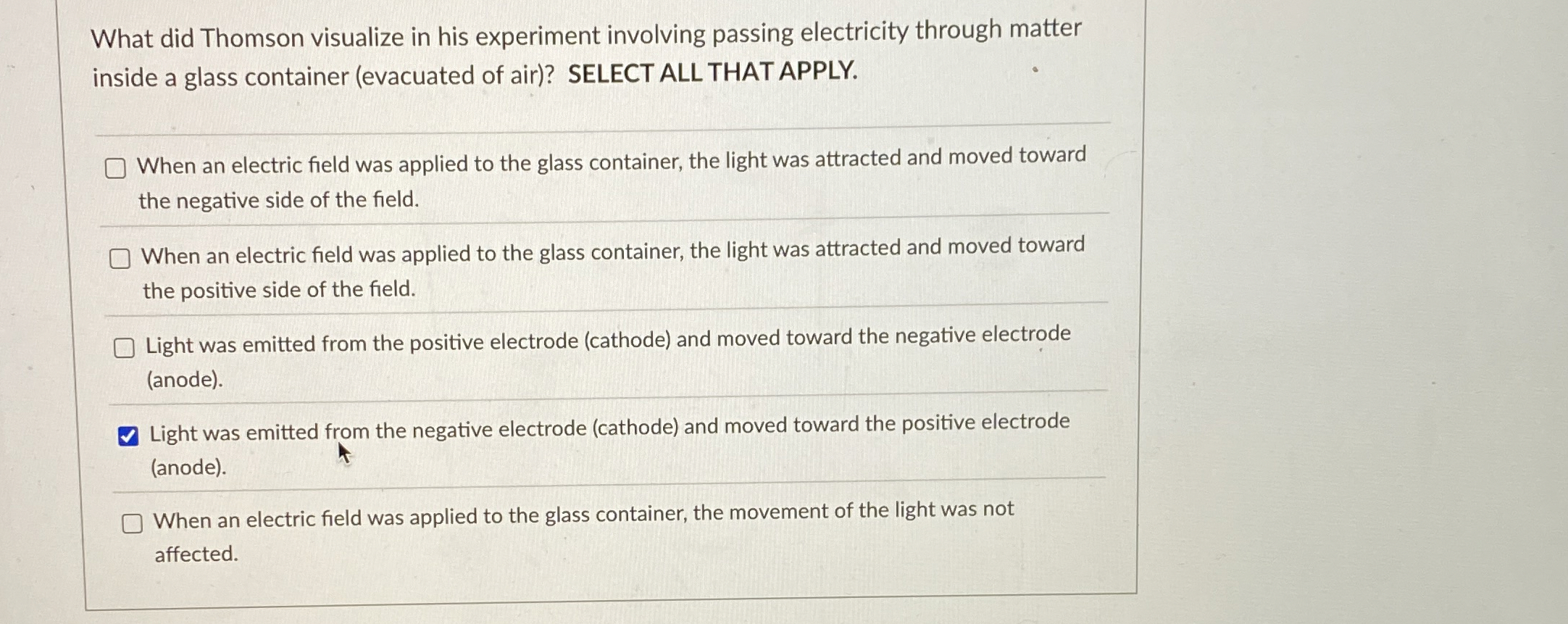 Solved What did Thomson visualize in his experiment | Chegg.com