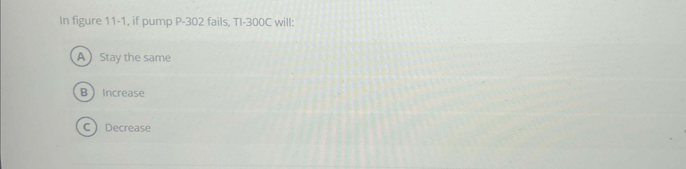 Solved In figure 11-1, ﻿if pump P-302 ﻿fails, TI-300C | Chegg.com