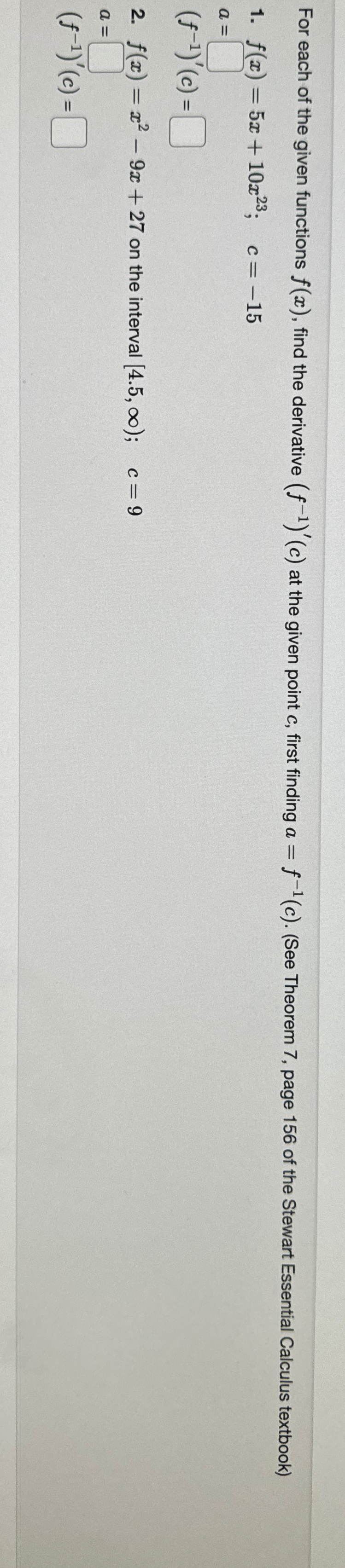 For each of the given functions f(x), ﻿find the | Chegg.com