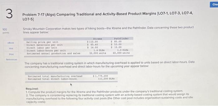 Solved Chei 3 Problem 7-17 (Algo) Comparing Traditional and | Chegg.com