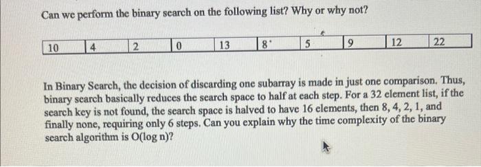 Solved Can we perform the binary search on the following | Chegg.com