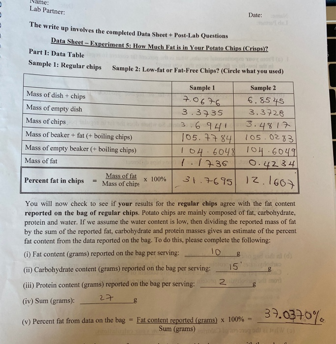 Solved Name Lab Partner Date The Write Up Involves The 6727