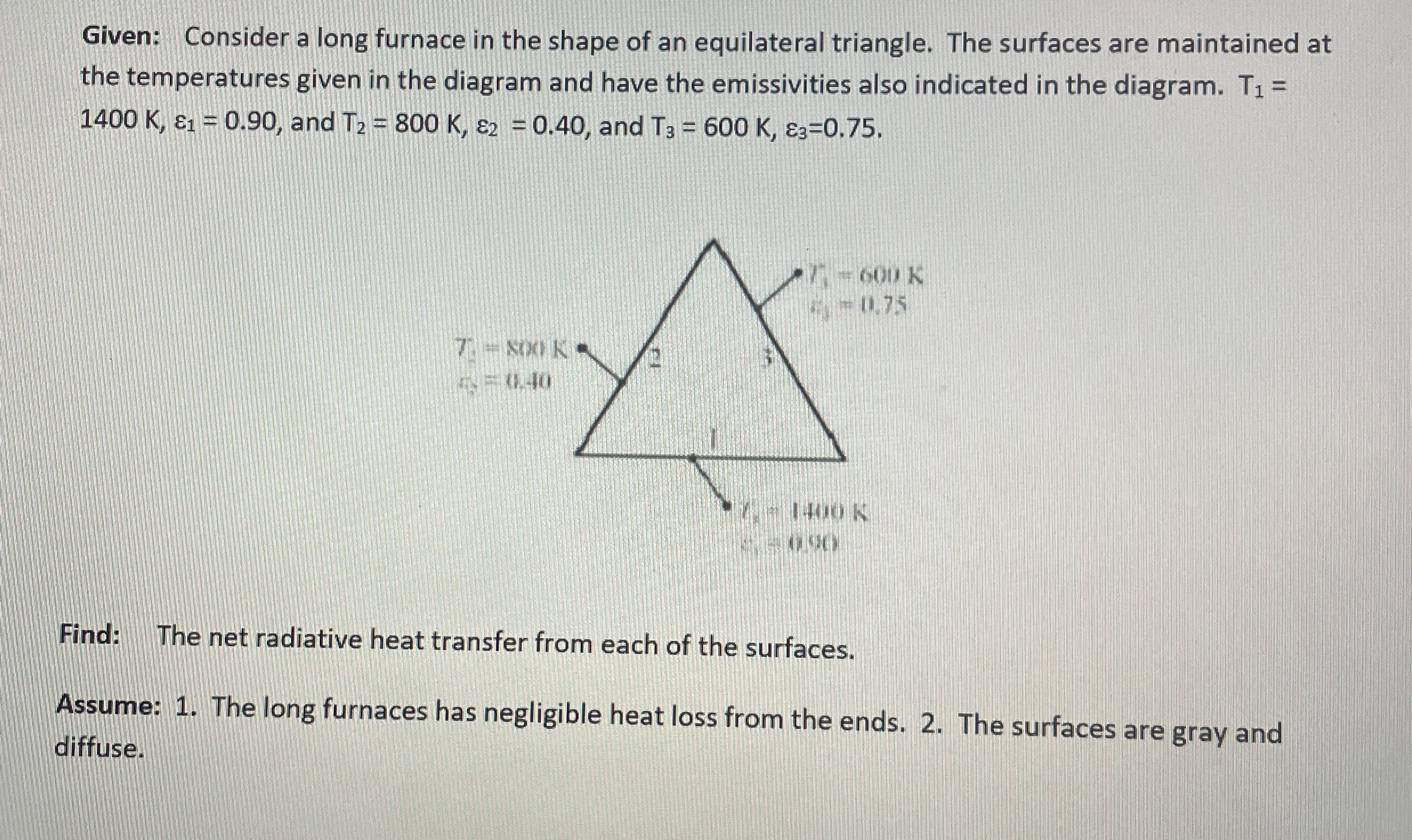Solved Given: Consider a long furnace in the shape of an | Chegg.com