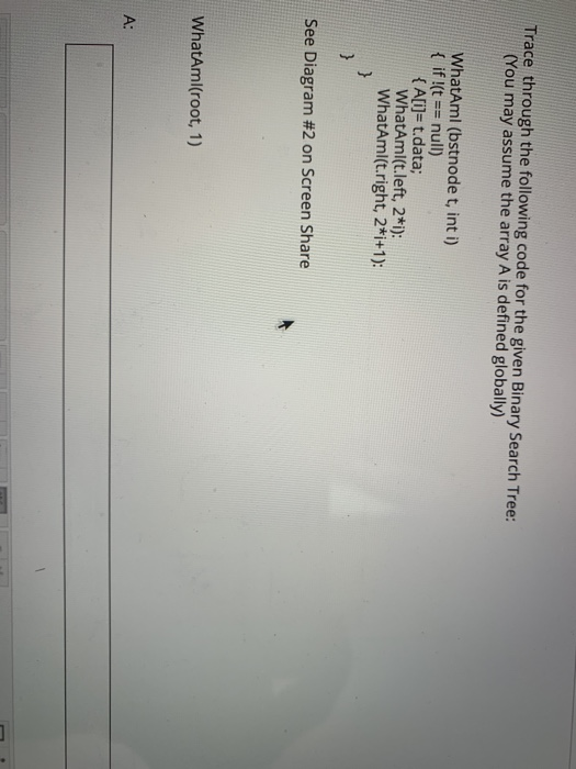 Solved Trace through the following code for the given Binary | Chegg.com