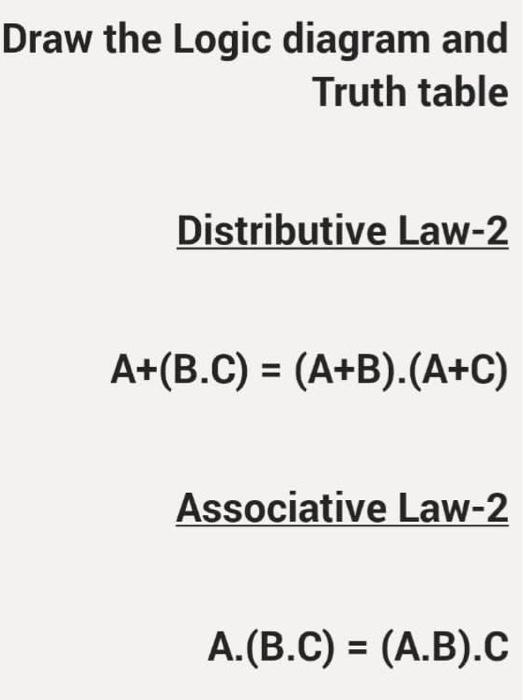 Solved Draw the Logic diagram and Truth table Distributive | Chegg.com