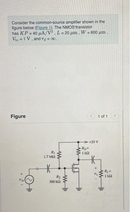 Solved Consider the common-source amplifier shown in the | Chegg.com