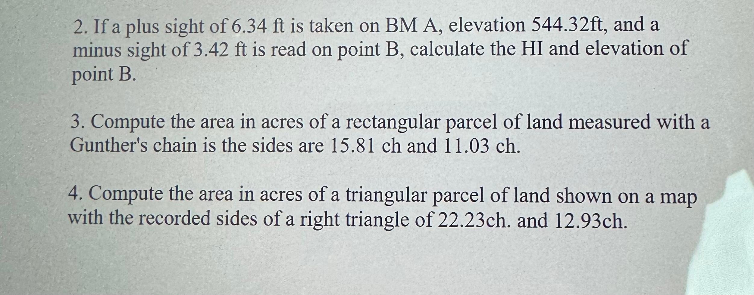 Solved This is an Engineering Surveying Problem | Chegg.com