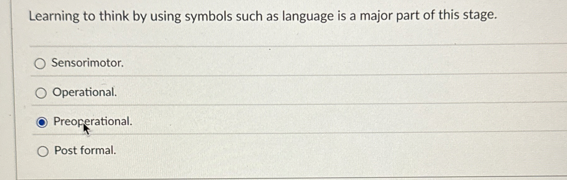 Solved Learning to think by using symbols such as language | Chegg.com