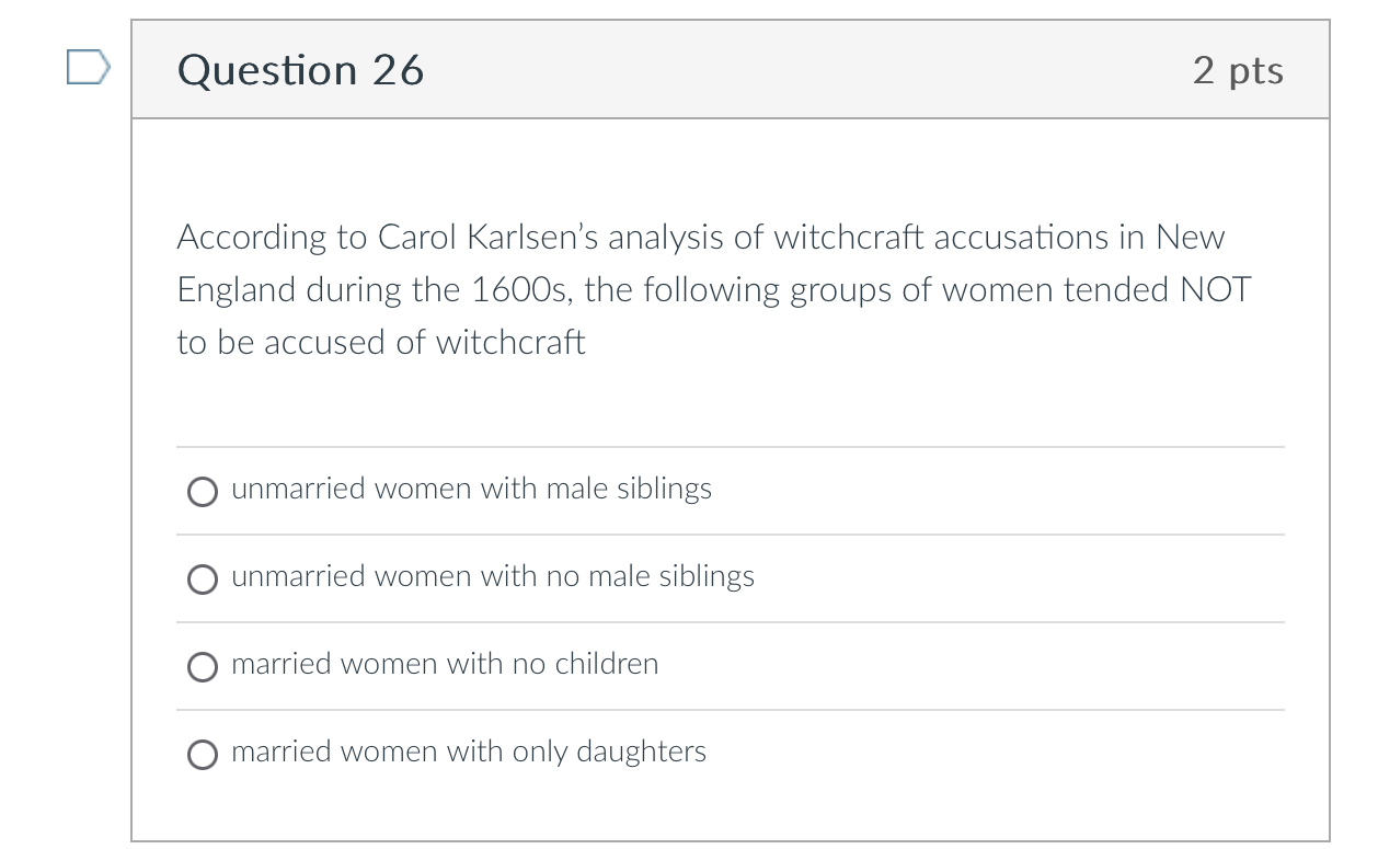 Solved Question 262 ﻿ptsAccording to Carol Karlsen's | Chegg.com