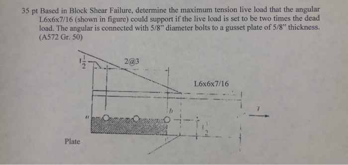 Solved 35 pt Based in Block Shear Failure, determine the | Chegg.com