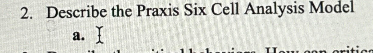Solved Describe the Praxis Six Cell Analysis Modela. x | Chegg.com