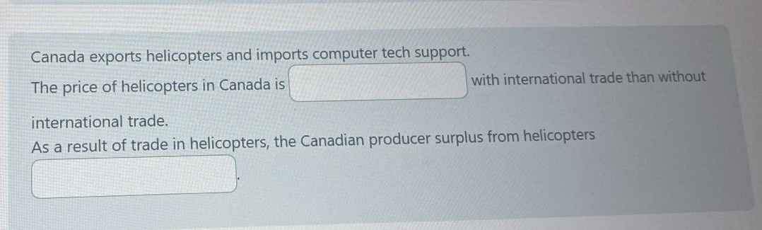 Solved Canada exports helicopters and imports computer tech | Chegg.com