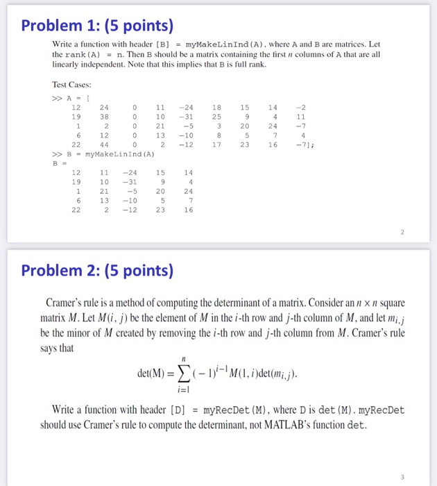Solved Problem 1: (5 points) Write a function with header | Chegg.com