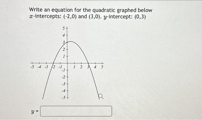 Solved Write an equation for the quadratic graphed below | Chegg.com