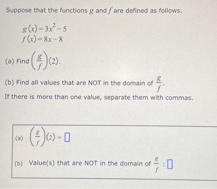 Solved Suppose that the functions g and f are defined as | Chegg.com