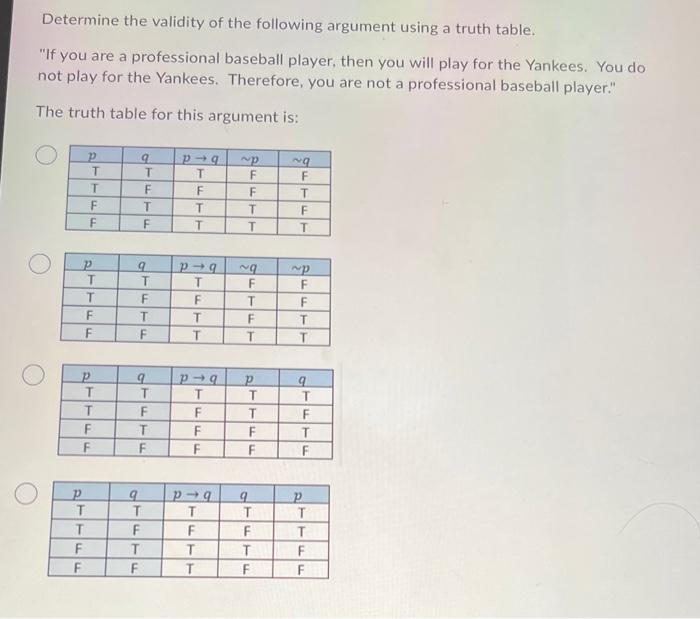 Solved Determine the validity of the following argument | Chegg.com