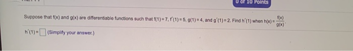 Solved Suppose that f(x) and g(x) are differentiable | Chegg.com