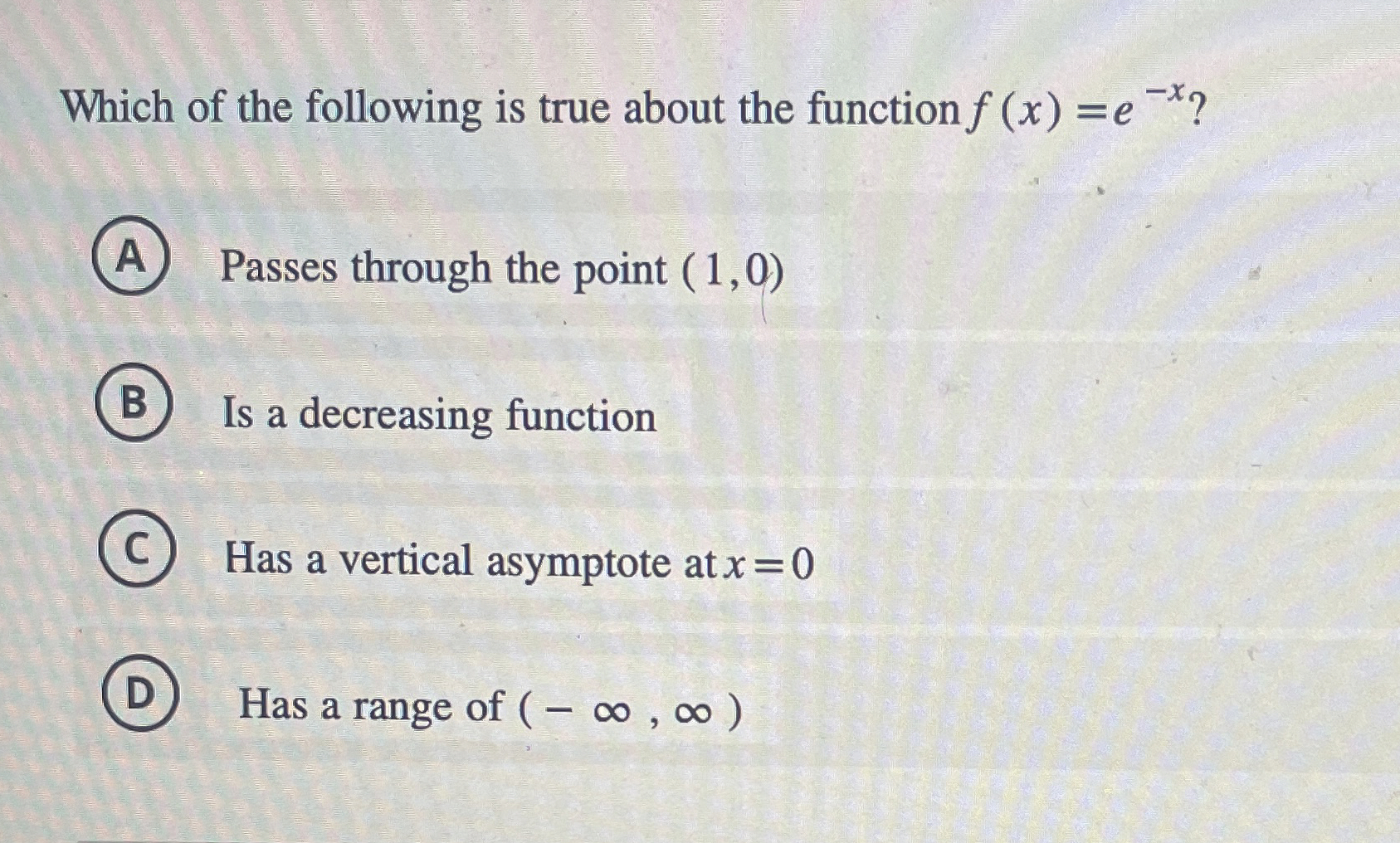 Solved Which of the following is true about the function | Chegg.com